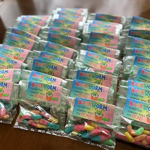 Bookworm Gift Tag - Treat Bag Tag Printable - Etsy