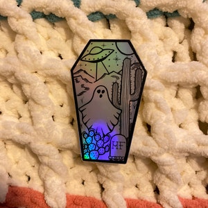 Holographic Sticker Coffin Sticker Ghost Cactus Flying | Etsy