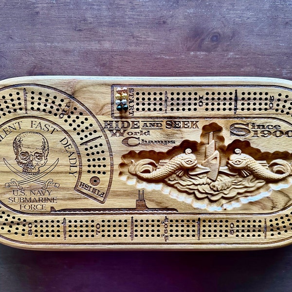 NEW!! Submarine Basic Cribbage Board - Teak - Etsy