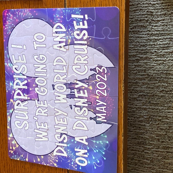 Surprise Disney Trip Reveal Puzzle, Disney Vacation Announcement Puzzle ...