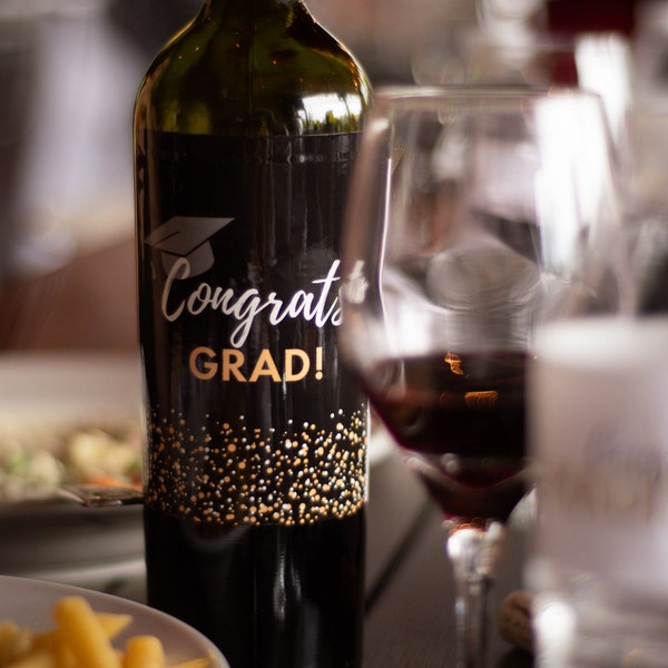 6 Graduation Gift Wine Labels or Stickers, Grad Party Decoration, for ...