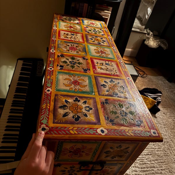 Wooden Brass Fitted Farmhouse Trunk, Boho Style Wooden Chest,blanket ...