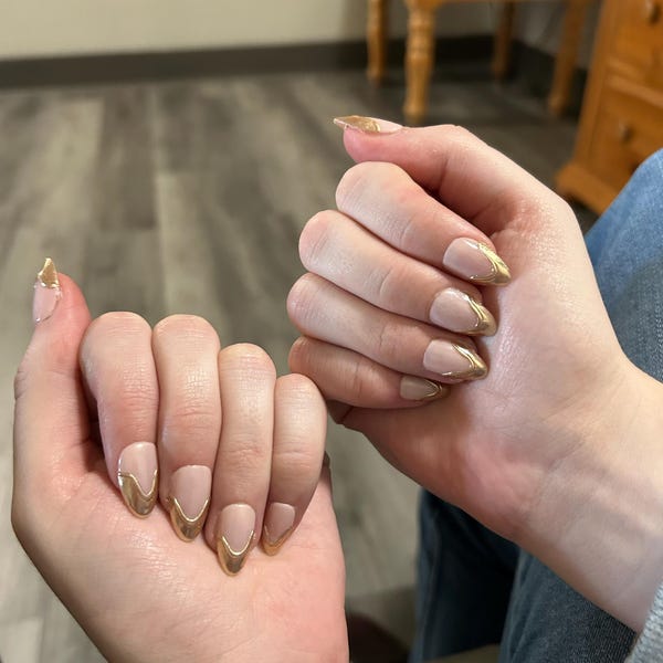 Press on Nails, Reusable Press Ons, Celestial Nails, Short Almond Nails, French Tip Nails, Y2K ...