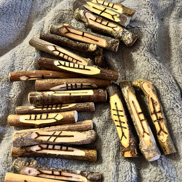 20 Celtic Tree Ogham Staves Made With Corresponding Woods With Pouch ...