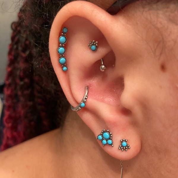 Turquoise Tragus Hoop Surgical Steel, Conch Hoop, Clicker Hoop ...