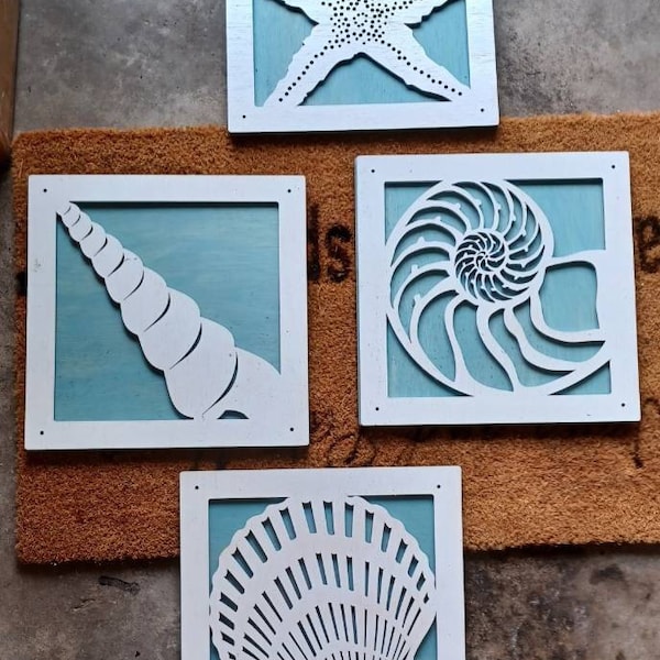 Sea Shells Wall Art - Laser Files - Crafting - CNC - Svg - Dxf - Eps ...