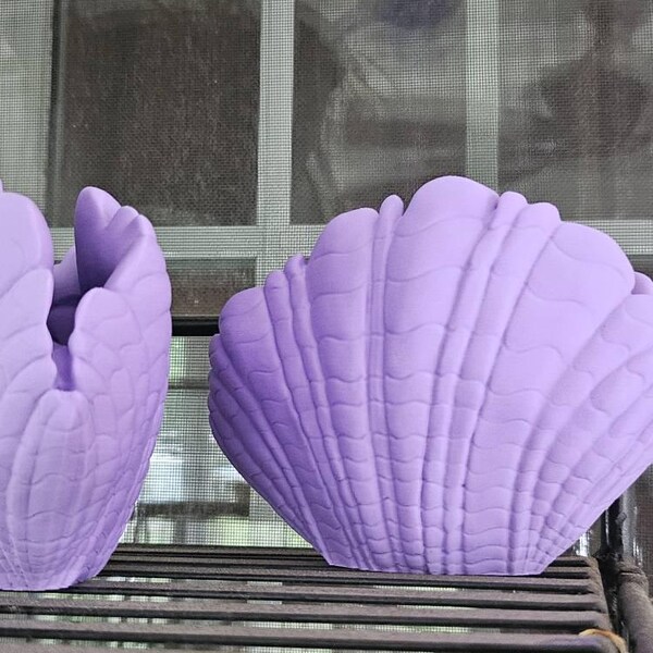 Seashell Vase – 3D Printed Shell Flower Pot, Coastal Beach Decor ...