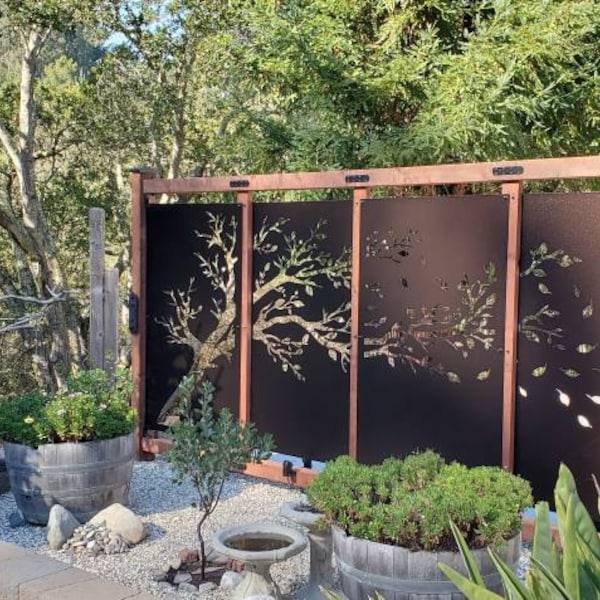 Metal Privacy Screen, Decorative Panel, Outdoor Garden, Fence, Art ...