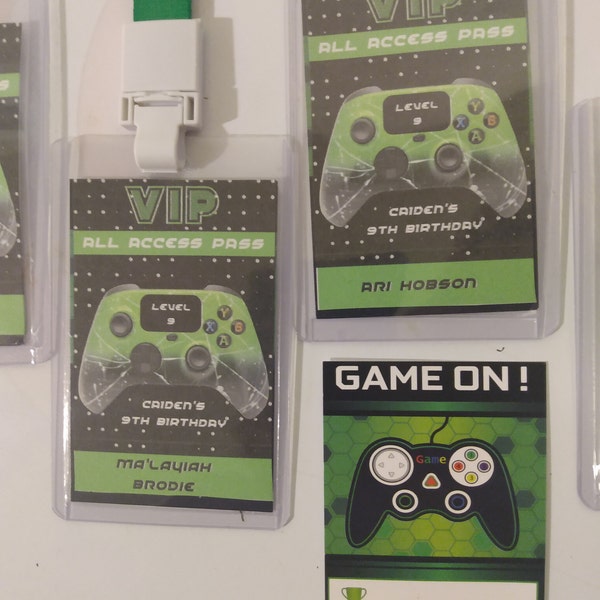 Gamer Birthday Party Badge - All Access Pass - Video Game VIP Pass ...