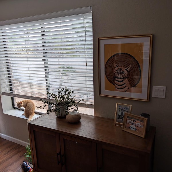 Southwestern Lino Block Print Inspired Abstract Cat Art Print Southwest ...