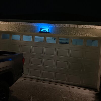 Modern House Numbers LED Light 5V or 12V Iroko Wood & Brush Silver ...