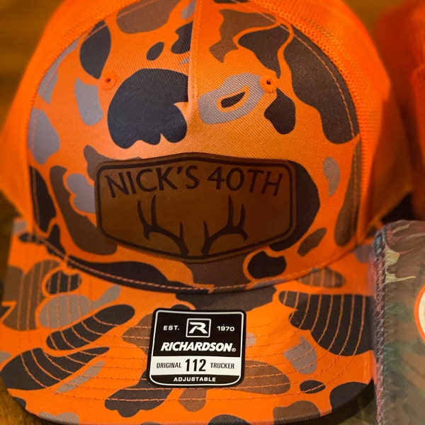 Richardson 112 PFP Custom Leather Patch Hat, Duck Camo, Printed Five ...
