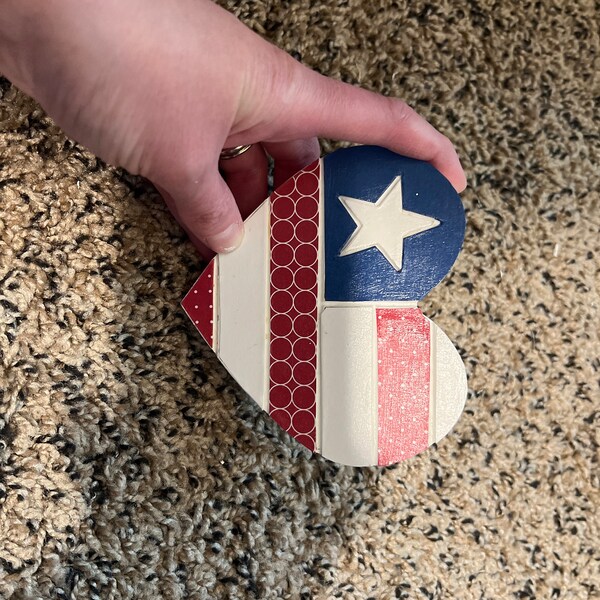 USA Flag Heart Wood Cutout- DIY 4th of July Decor- Independence Day ...