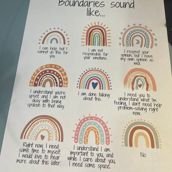 Boundaries Sound Like... Boho Rainbow Classroom/office Poster PDF Print ...