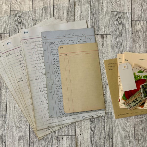 Vintage Ledger Graph Office Paper Scrap Pack Junk Journal Ephemera Kit ...
