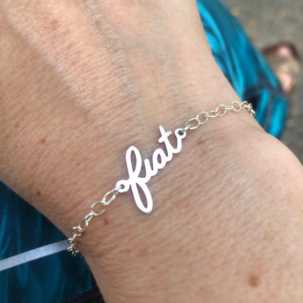 Silver Fiat Bracelet With Lapis Stone, Catholic Gifts, Catholic Jewelry ...