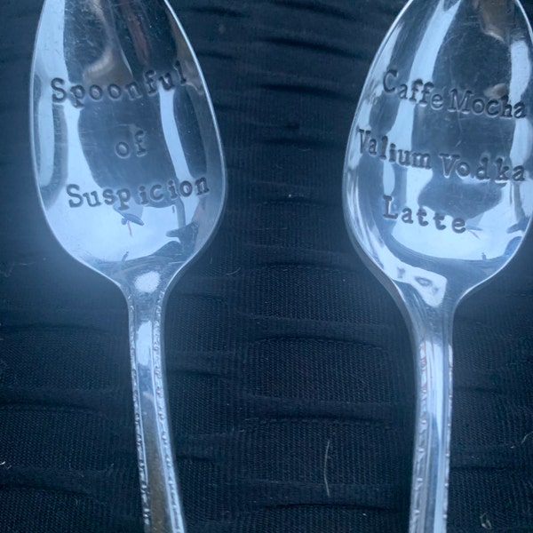 Vintage Silver Plated Custom Stamped Spoon, Stamped Vintage Teaspoon ...