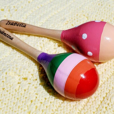 20cm Colourful Wooden Maraca Rattle Shaker Sensory Toy for Kids Music ...