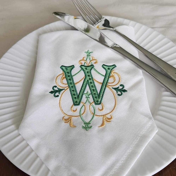 Capital Letter W French Wedding Monogram Machine Embroidery Design ...