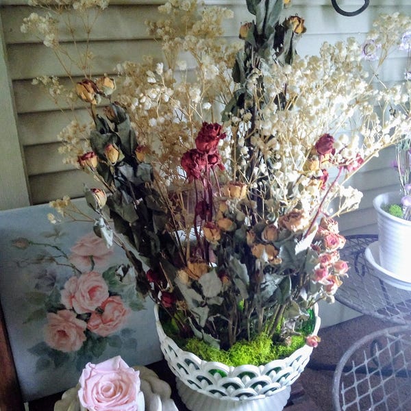 Dried Rose Dried Flowers Bouquet,home Decor,rustic Vintage Bouquet ...