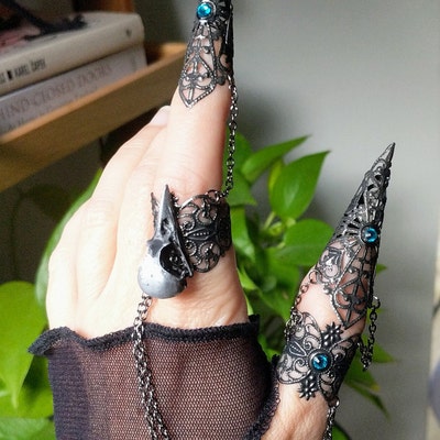 Antique Silver 'alecto' Adjustable Full Finger Claws - Etsy