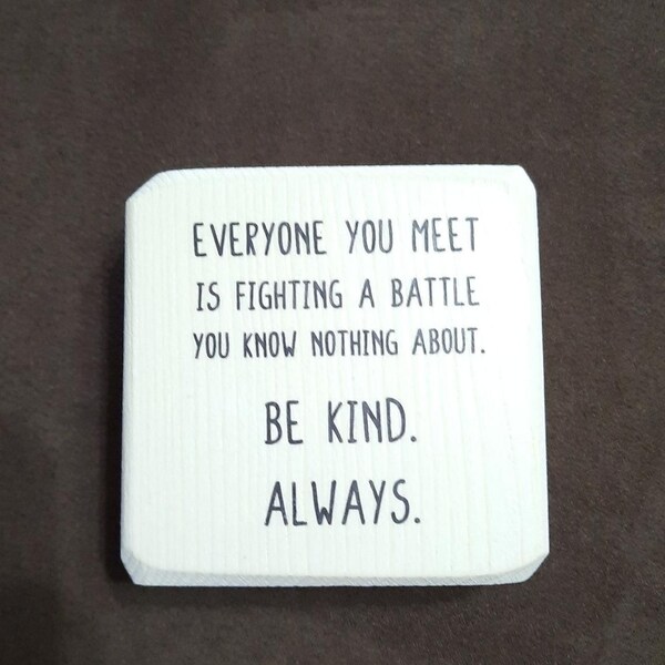 Small Whitewashed Wood Sign 3"x3", Desk or Classroom Decor, Mini Quote ...