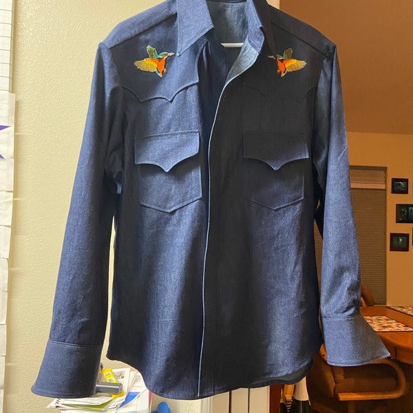 Pair Precision Embroidered Flying Kingfisher Patches Quality Bird ...
