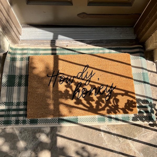 Howdy Partner Doormat, Boots off Cowboy Doormat, Texas Doormat, Ranch ...