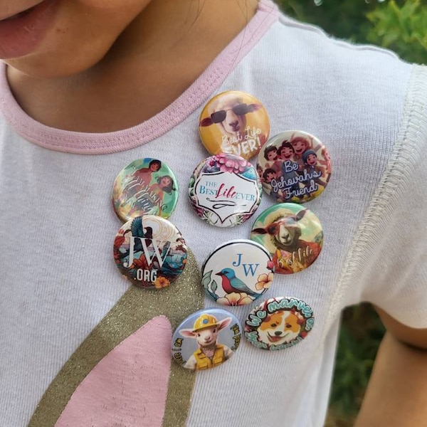 ASSORTED 8 Pack-jw Button 1 Inch Pins, Perfect for Kids and Adults ...