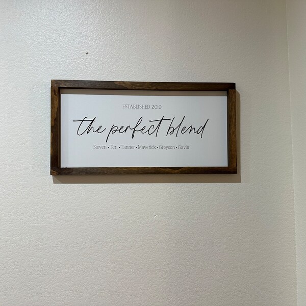 The Perfect Blend Family Sign | Personalized Blended Family Signs ...