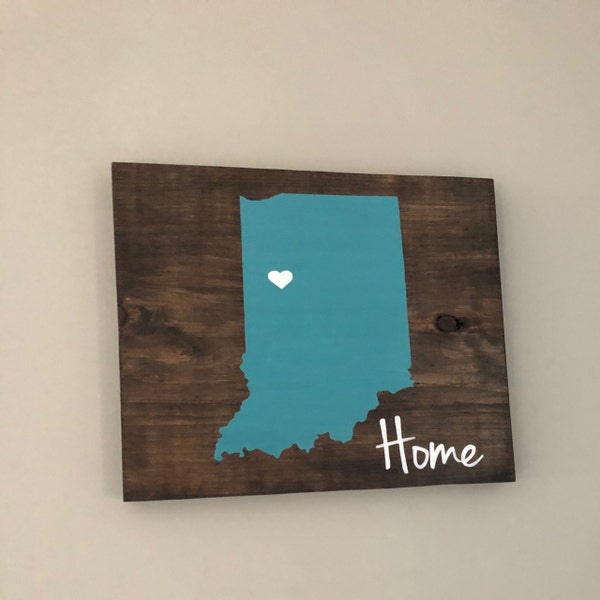 Painted Indiana Wood Sign State Home Sign Indianapolis Wall Art Moving ...