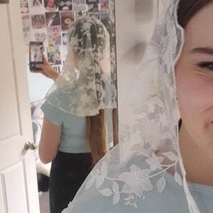 2 Pack Princess Style Catholic Church Veils for Girls, Cute Bow Lace ...