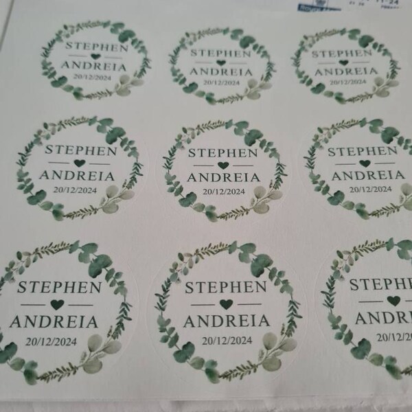 70 X Personalised Wedding Stickers, Wedding Name Stickers, Wedding ...