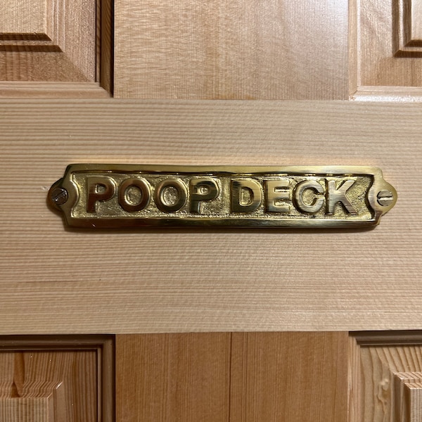 POOP DECK Sign in Polished Brass | Nautical | Boat | Bathroom | Vintage ...