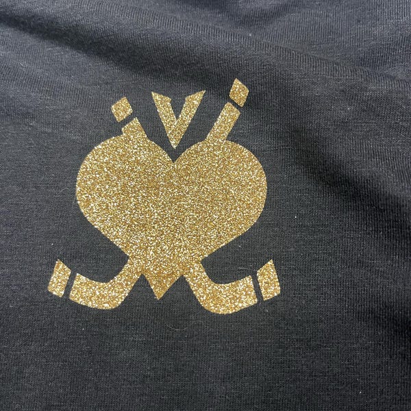 Gold Winged Heart VGK Hockey Glitter Decal on Black Shirt - Etsy