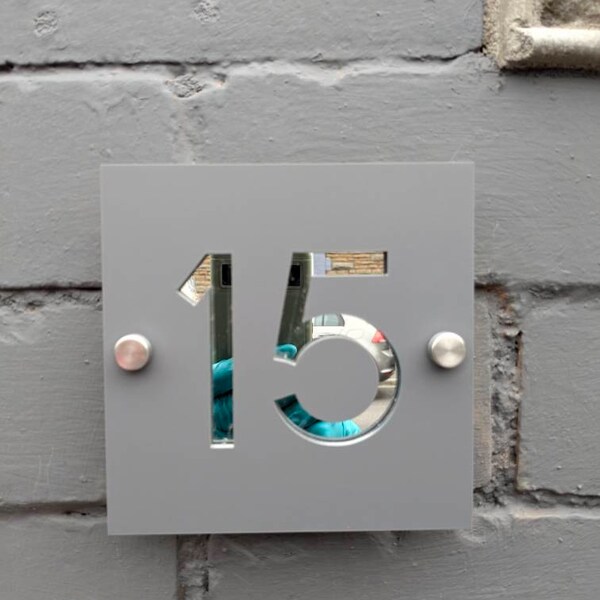 Large House Number Sign, Square Edge Personalised Standoff Plaque ...