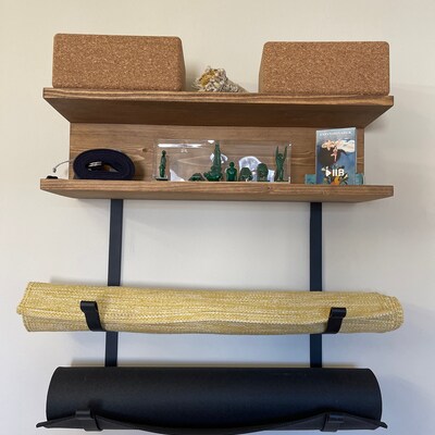 Yoga Mat Rack 2 Shelves With 2 Mat Racks, Yoga Decor, Gym Mat Rack, Gym ...