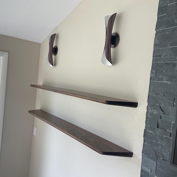 Floating Shelves Rounded Oval Floating Shelf Solid Wood Personalized ...