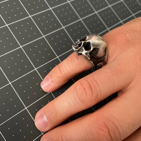 Luxury Skull Ring, Handmade Solid Mens Sterling Silver Ring, Steampunk ...