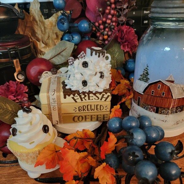 Cafe Au Lait Coffee Themed Decor Set, Teapot, Mini Mug, Mini Rolling ...