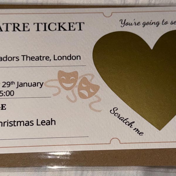 Theatre Scratch Card - Theatre Ticket - Personalised Play Voucher ...