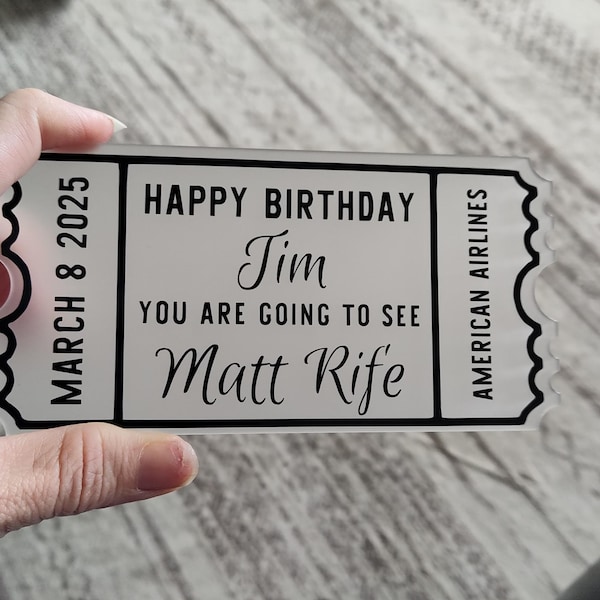 Personalised Frosted Acrylic Event Ticket, Keepsake Gift - Etsy