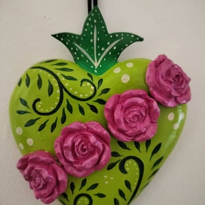 Mexican Milagrito De Nopal, Corazón De Nopal Morado, Arte En Cerámica ...