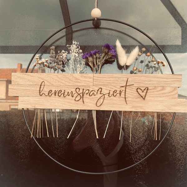 Türkranz Trockenblumen hereinspaziert Herz Willkommensschild Schild ...