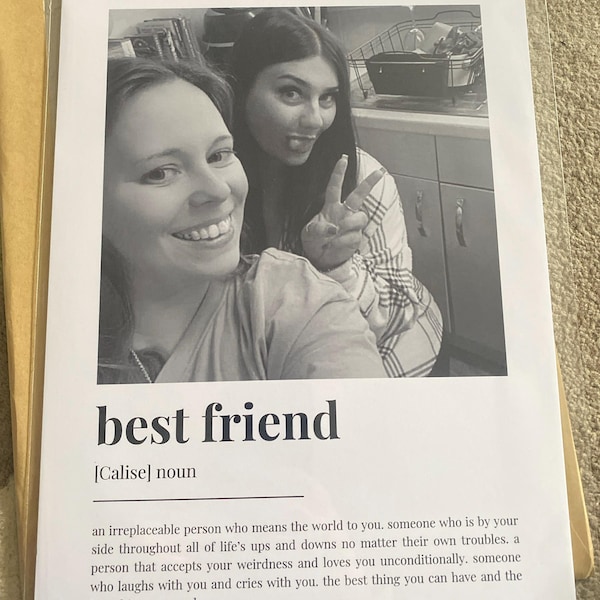PERSONALISED BEST FRIEND Definition Print, Wall Art Print, Best Friend ...