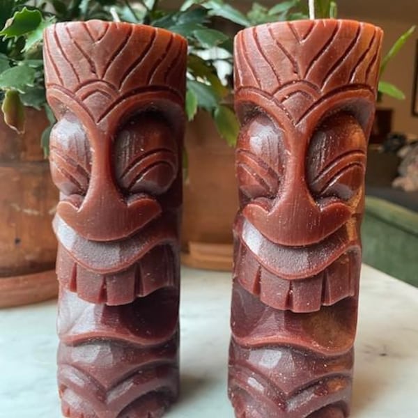 Wooden Tiki Candle, Boho & Beachy, Hawaiian Luau Party, Tiki Bar ...