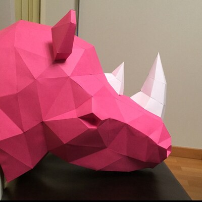 Rhino Head Wall Paper Craft, Digital Template, Origami, PDF Download ...