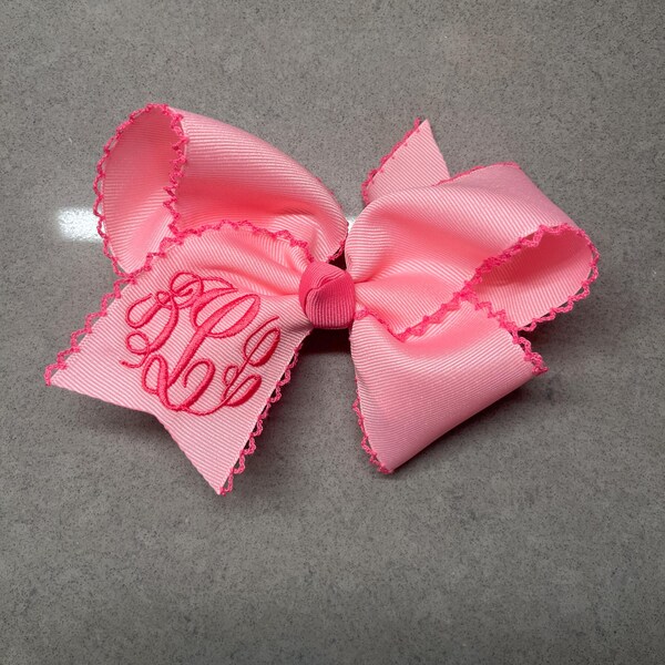 Moonstitch Monogrammed Hairbows- Embroidered Hairbow- Personalized Bows ...