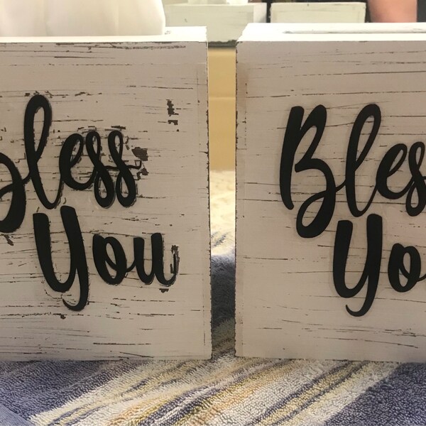 Bless You Vinyl Decal, Decals for Tissue Box Holder, Farmhouse Home ...