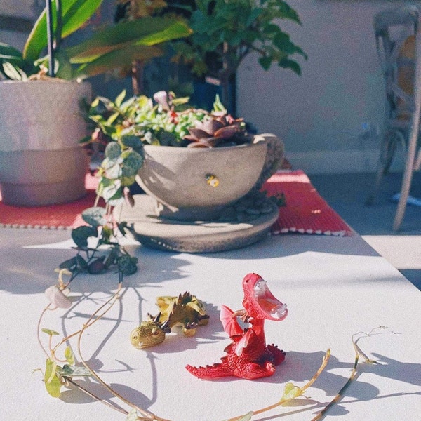 Miniature Red Baby Dragon Figurine Roaring ~ Fairytale Castle Fairy ...